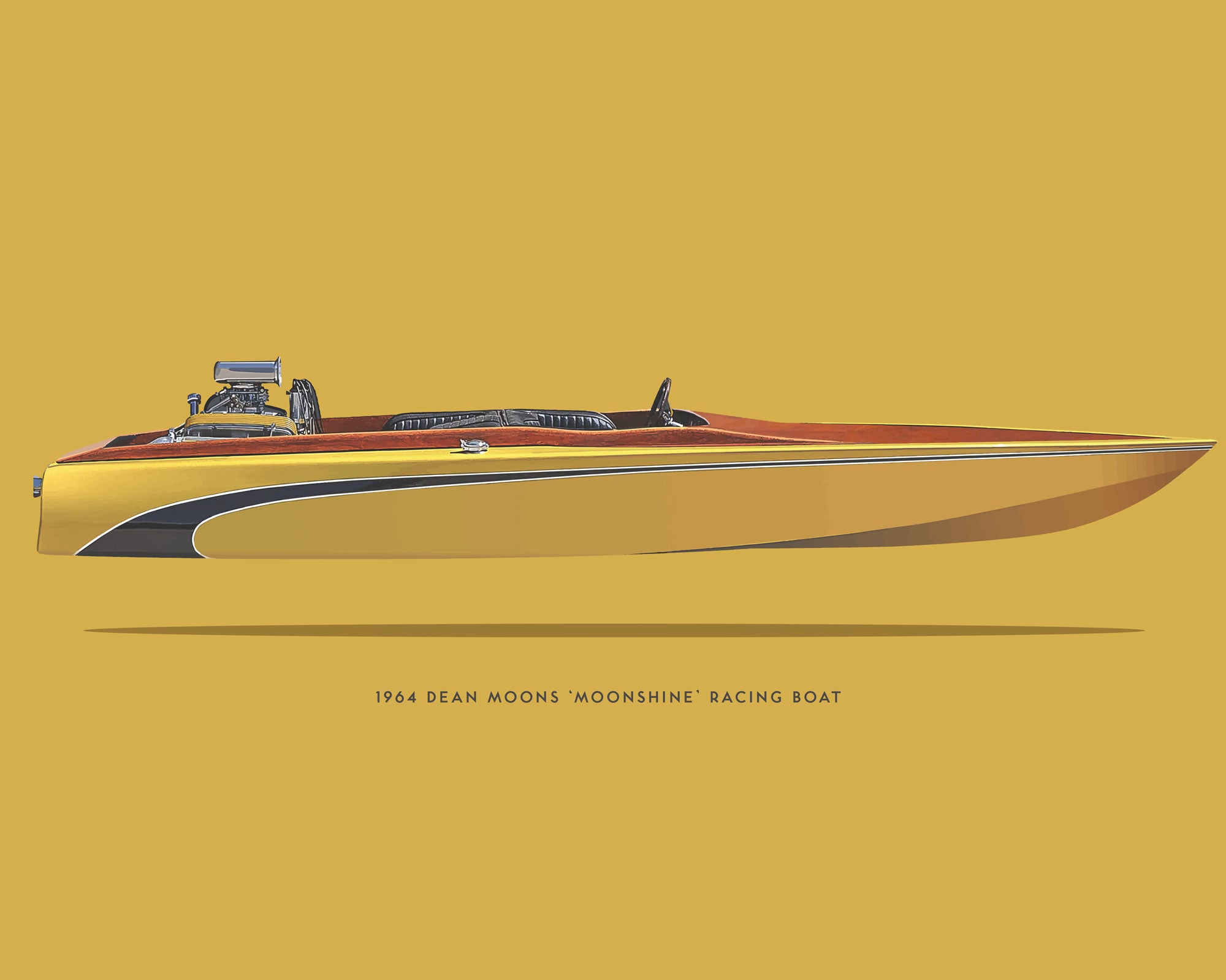 1964 Dean Moon Vintage 'Moonshine' Racing Boat Cottage Wall Art by ...