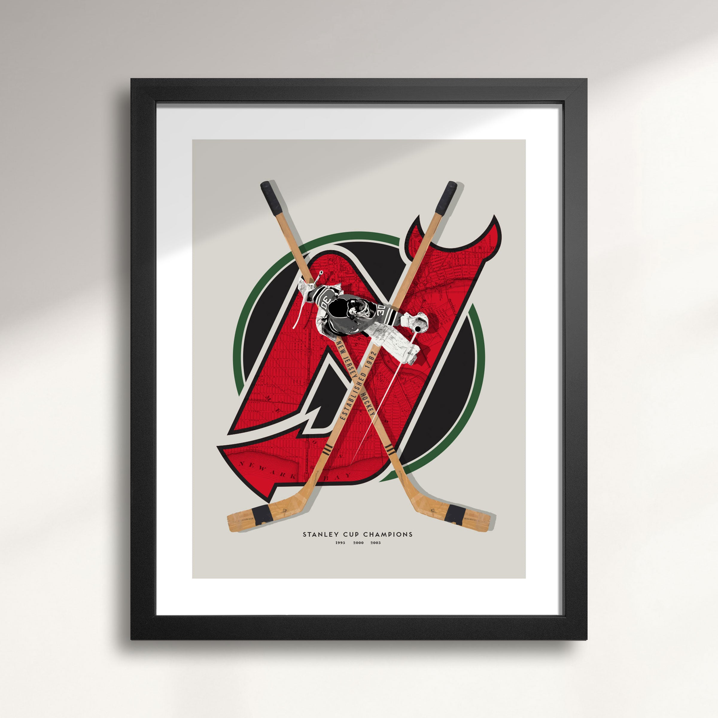 Art Print: New Jersey Devils Vintage Hockey by ManMade Art – ManMade ...