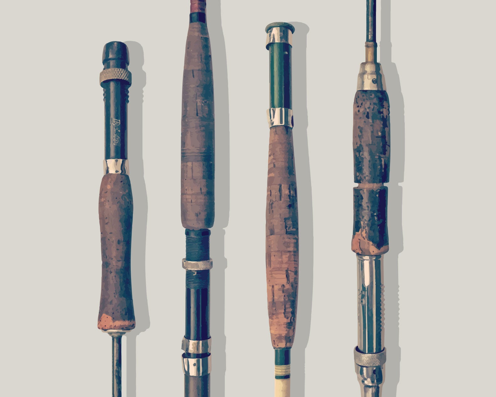 Art Print: Vintage Fly Fishing Rods by ManMade Art – ManMade Art Inc.