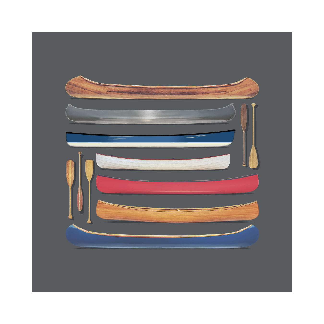 Cottage Art Print: Canoe and Paddle Profiles by ManMade Art – ManMade ...