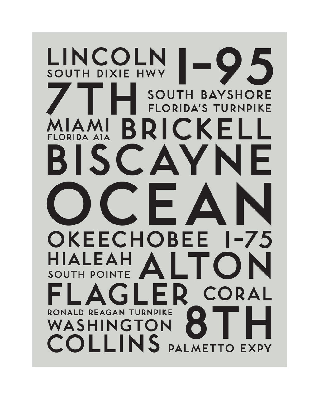 Miami USA City Streets Typography Art Print by ManMade Art – ManMade ...
