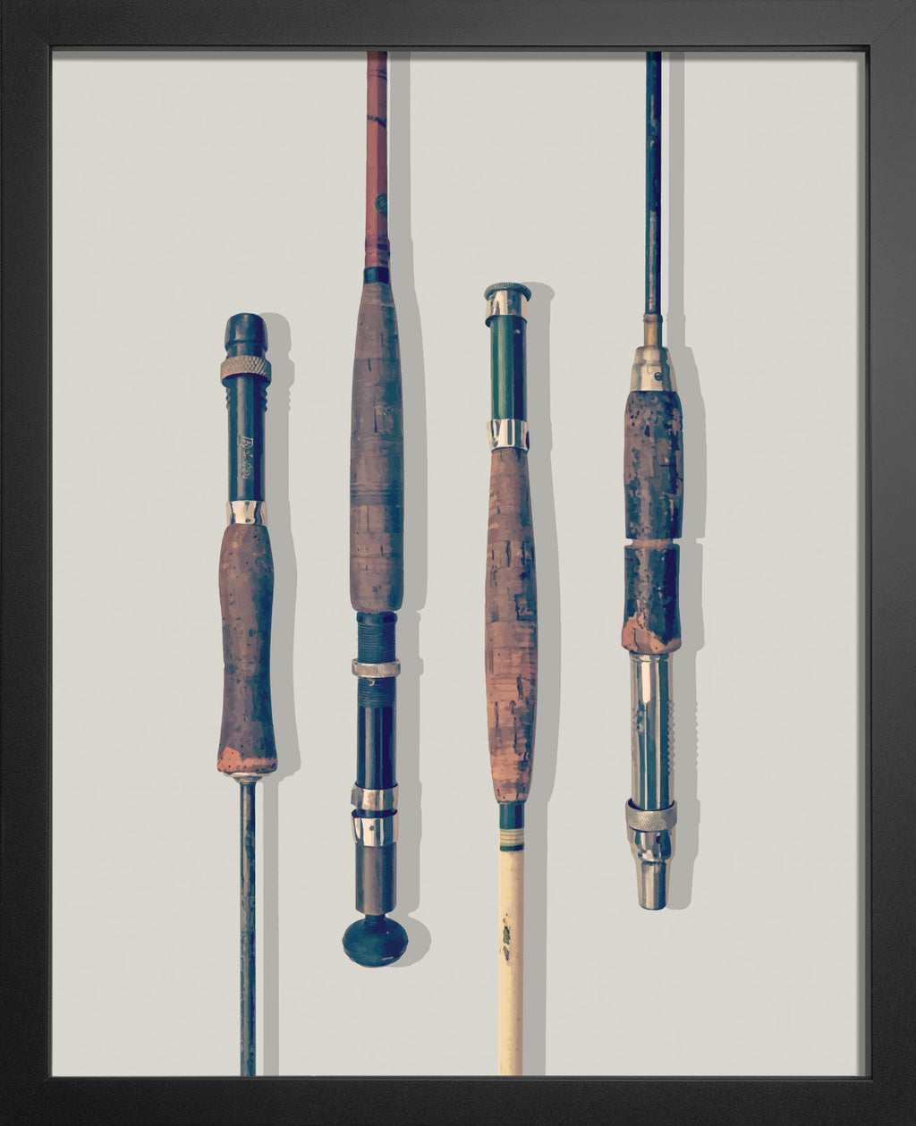 Art Print: Vintage Fishing Rods by ManMade Art – ManMade Art Inc.