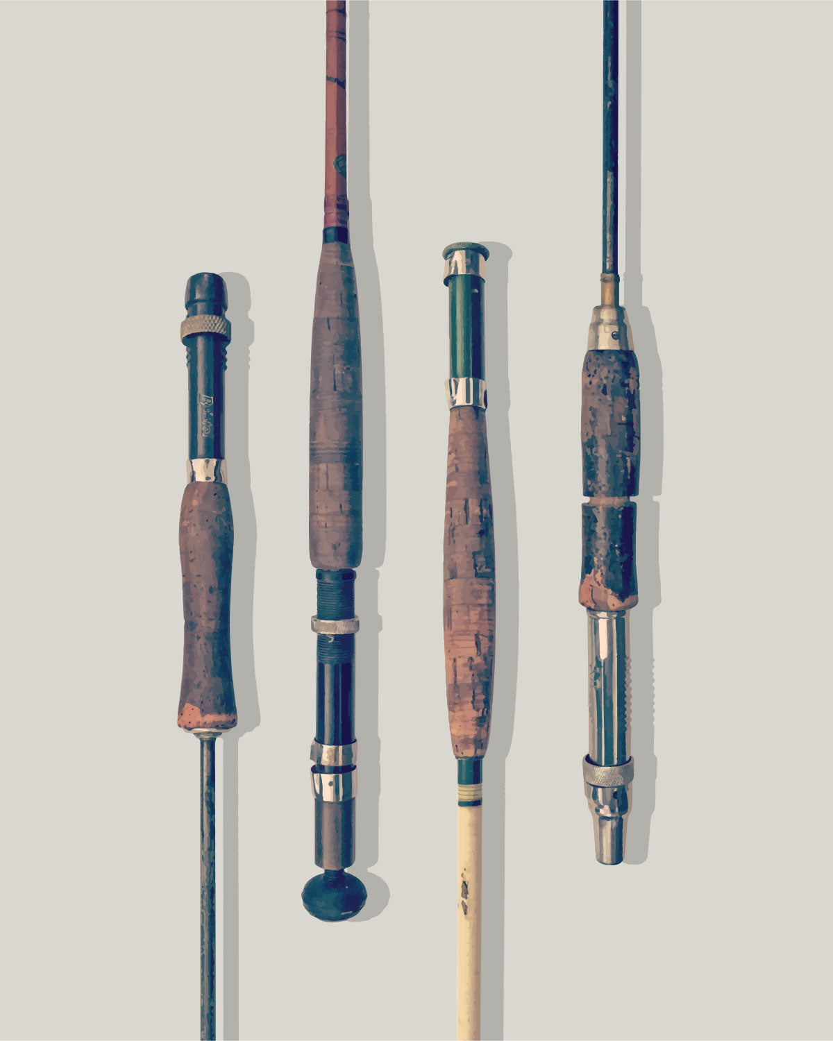 Art Print: Vintage Fishing Rods by ManMade Art – ManMade Art Inc.
