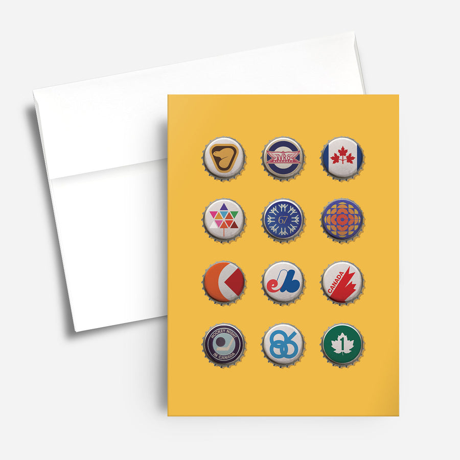 Greeting Card: Iconic Canadian Logo Beer Caps – ManMade Art Inc.